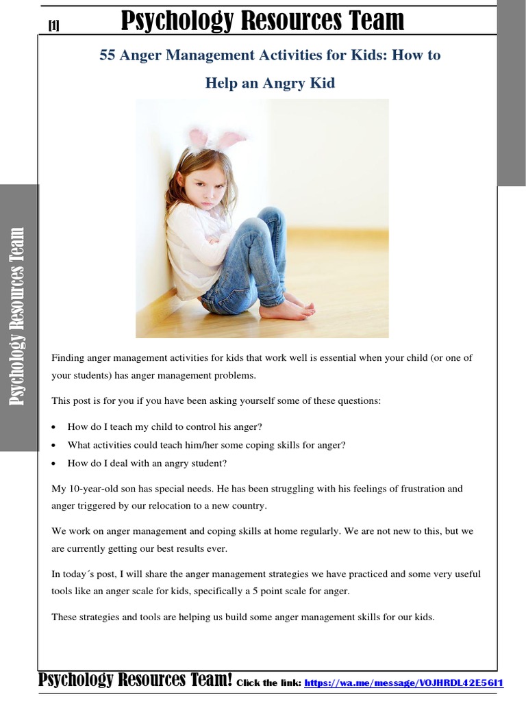 55 Anger Management Activities for Kids | PDF | Anger | Emotions