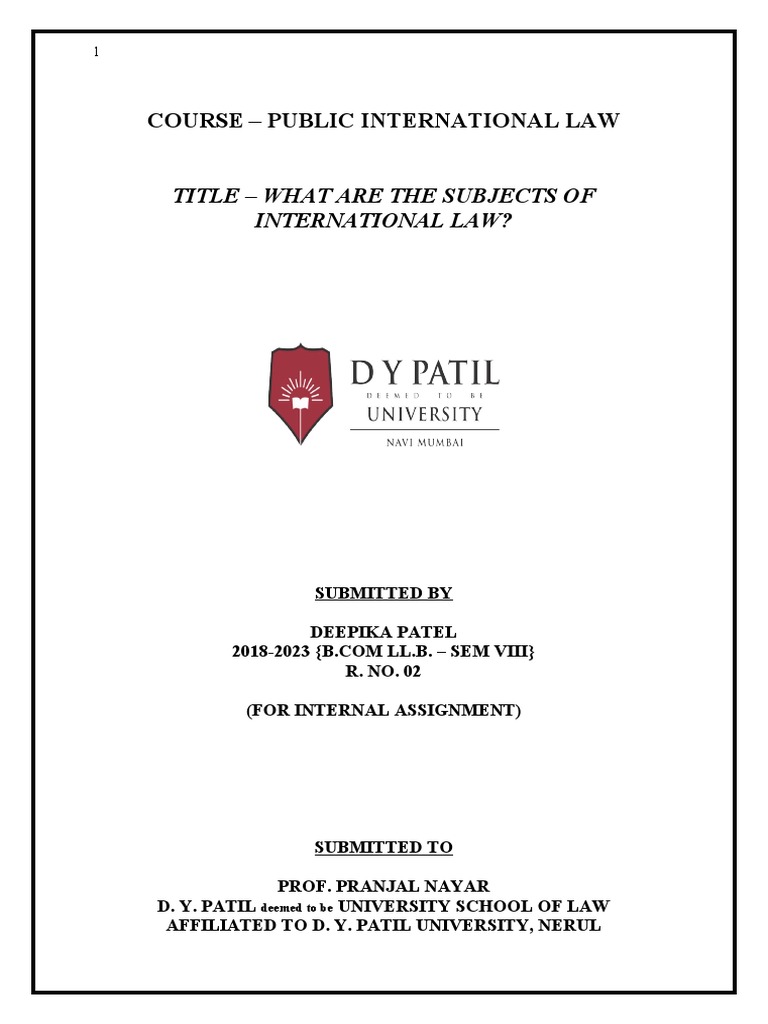 Public International Law Topic 1 Assignment | PDF | International Law ... Public International Law Topic 1 Assignment | PDF | International Law ...