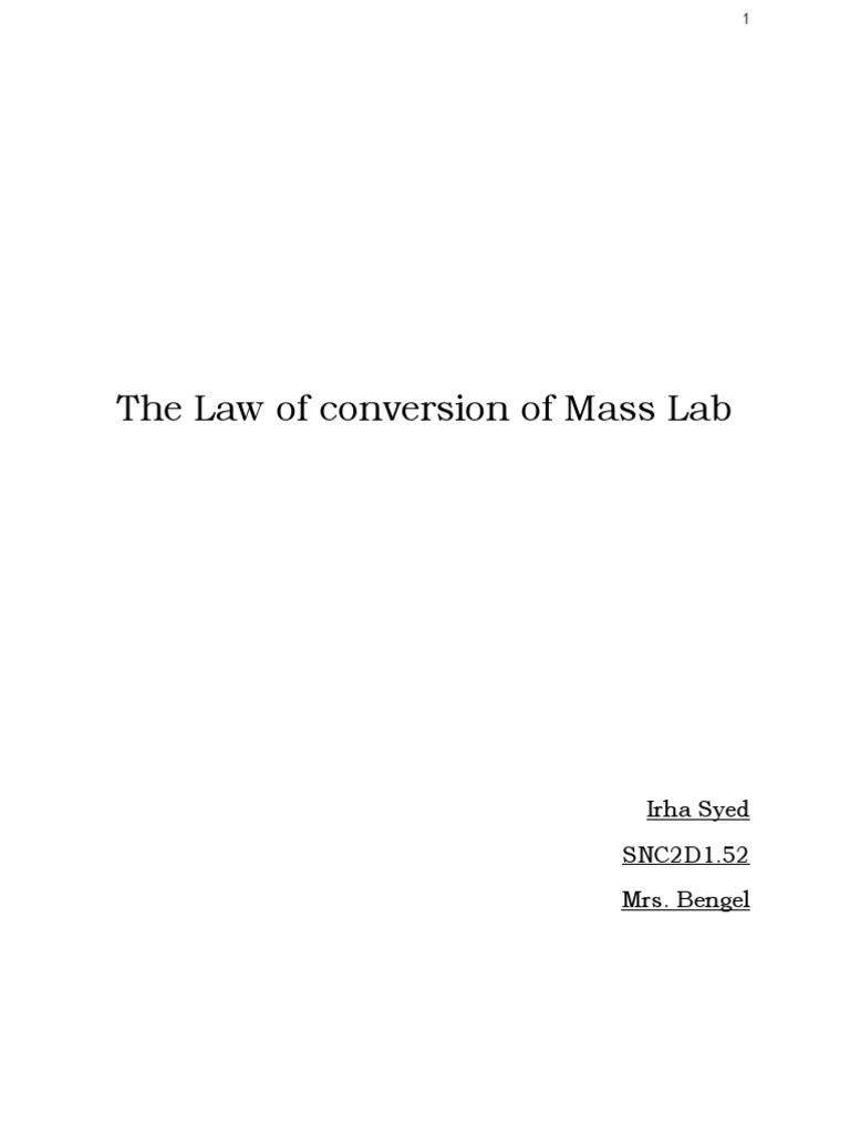 Law of Mass Conversion Experiment | PDF | Chemical Reactions | Experiment