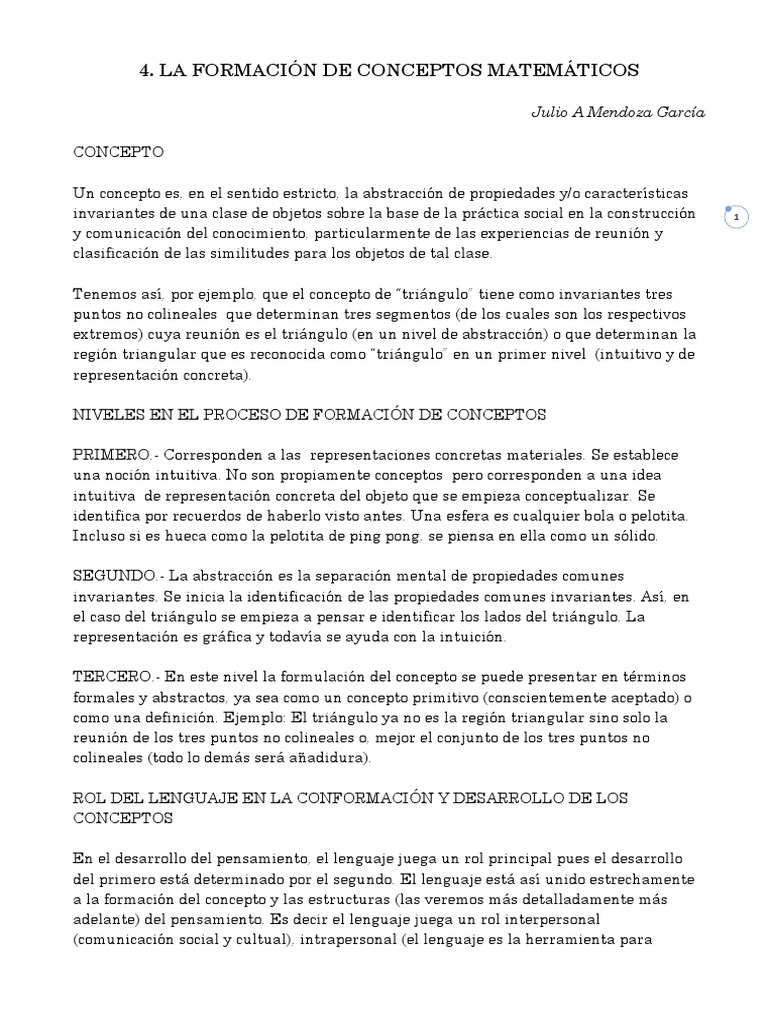 LA FORMACIÓN DE CONCEPTOS MATEMÁTICOS Art de Julio A | PDF | Esquema ... LA FORMACIÓN DE CONCEPTOS MATEMÁTICOS Art de Julio A | PDF | Esquema ...