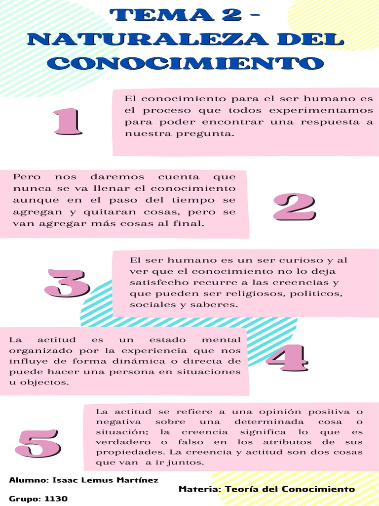 Tema 2 - Naturaleza Del Conocimiento - Lemus Martínez Isaac - Grupo 1130 | PDF | Conocimiento ...