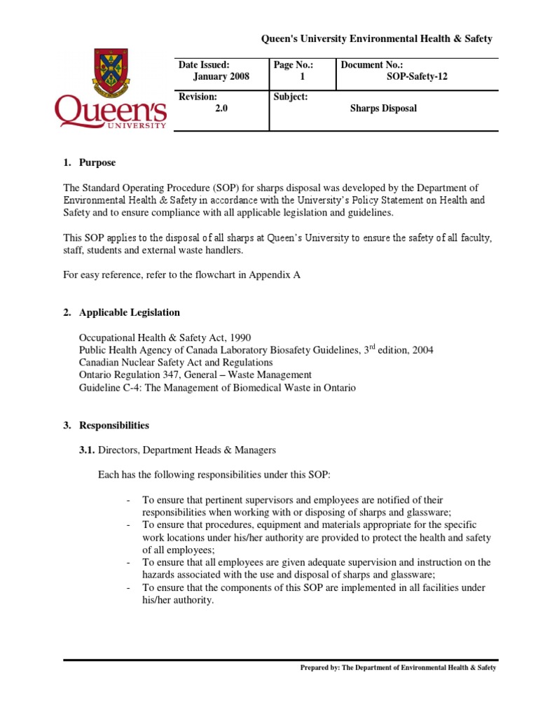 Queen's University Guide to Sharps Disposal | PDF | Laboratories ...