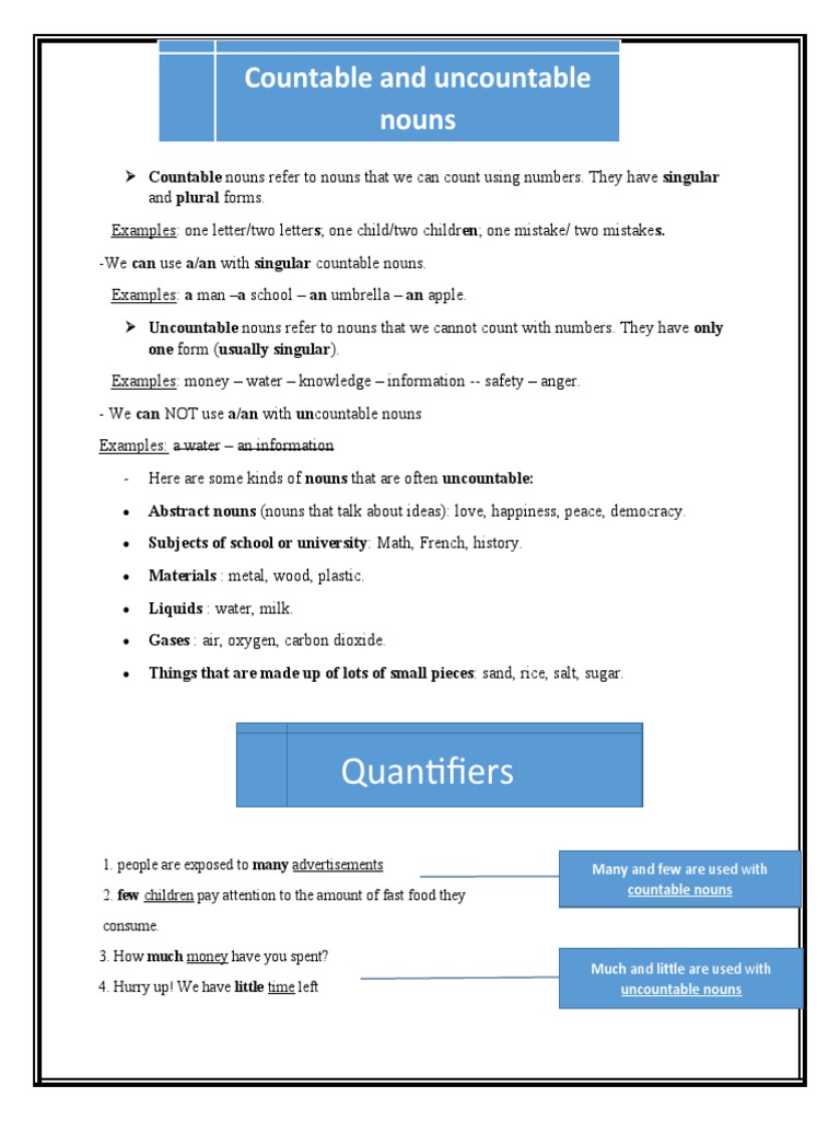 Worksheet Quantifiers | PDF | Noun | Grammatical Number
