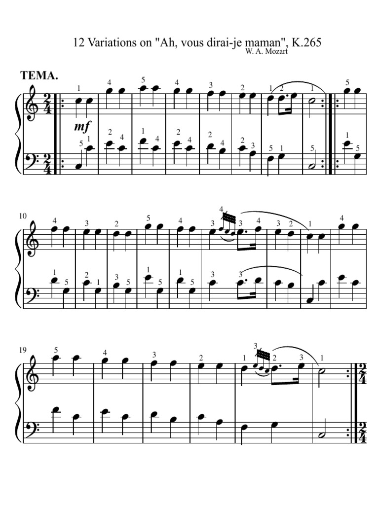 Mozart - 12 - Variations - On - Ah - Vous - Dirai-Je - Maman - K.265 EN ...