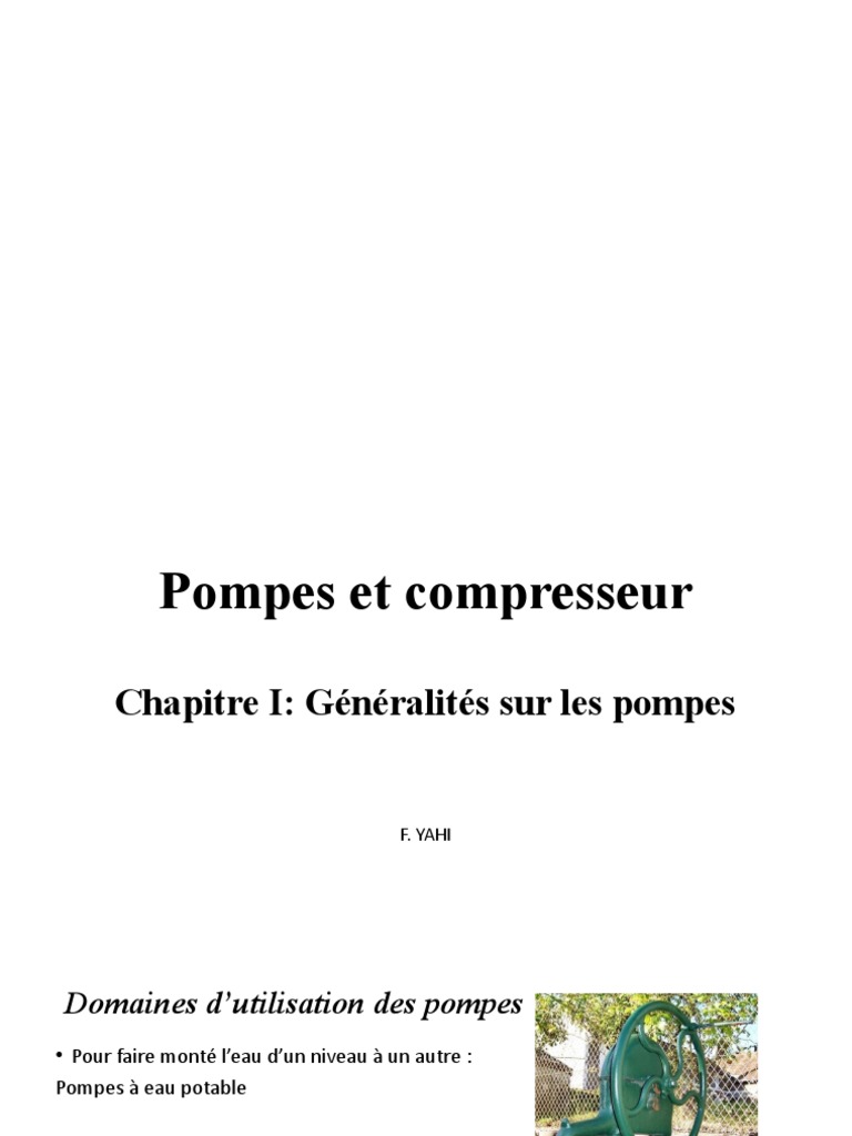 Chapitre I Généralités Sur Les Pompes | PDF | Pompe | Piston
