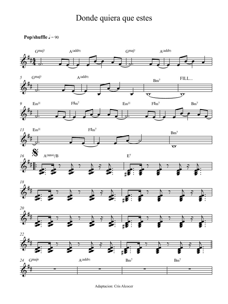 Donde Quiera Que Estes - Partitura Completa | PDF