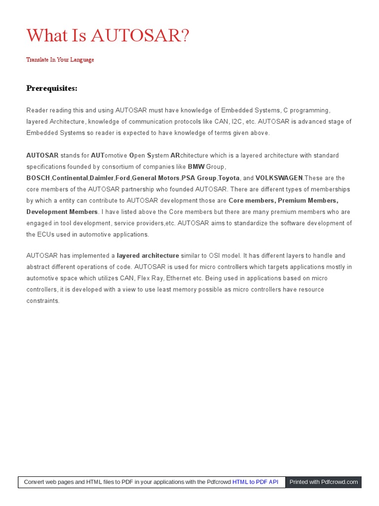 Autosartutorials Com What Is Autosar | PDF | Computer Architecture ...