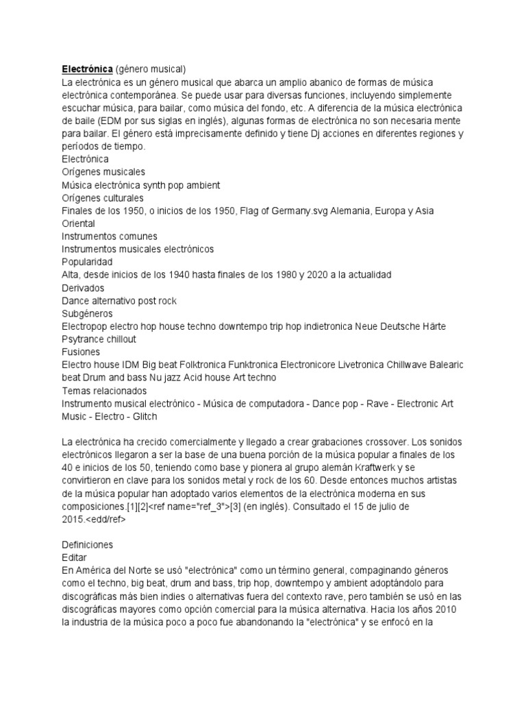 Electrónica (Género Musical) | PDF | Subgéneros musicales | Musica Popular