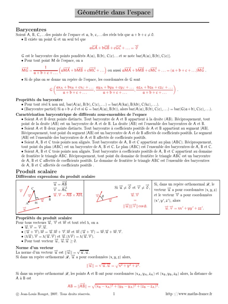 Barycentres en géométrie dans l'espace | PDF | Droite (mathématiques ...