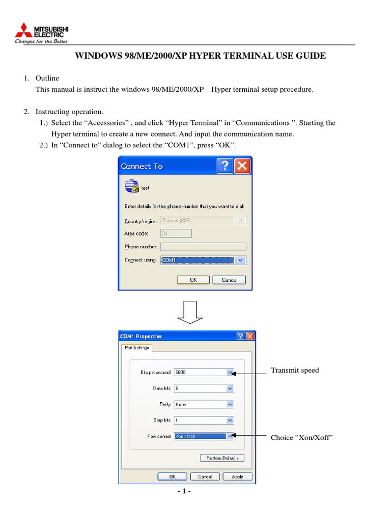 Windows 98/ME/2000/XP Hyper Terminal Guide | PDF