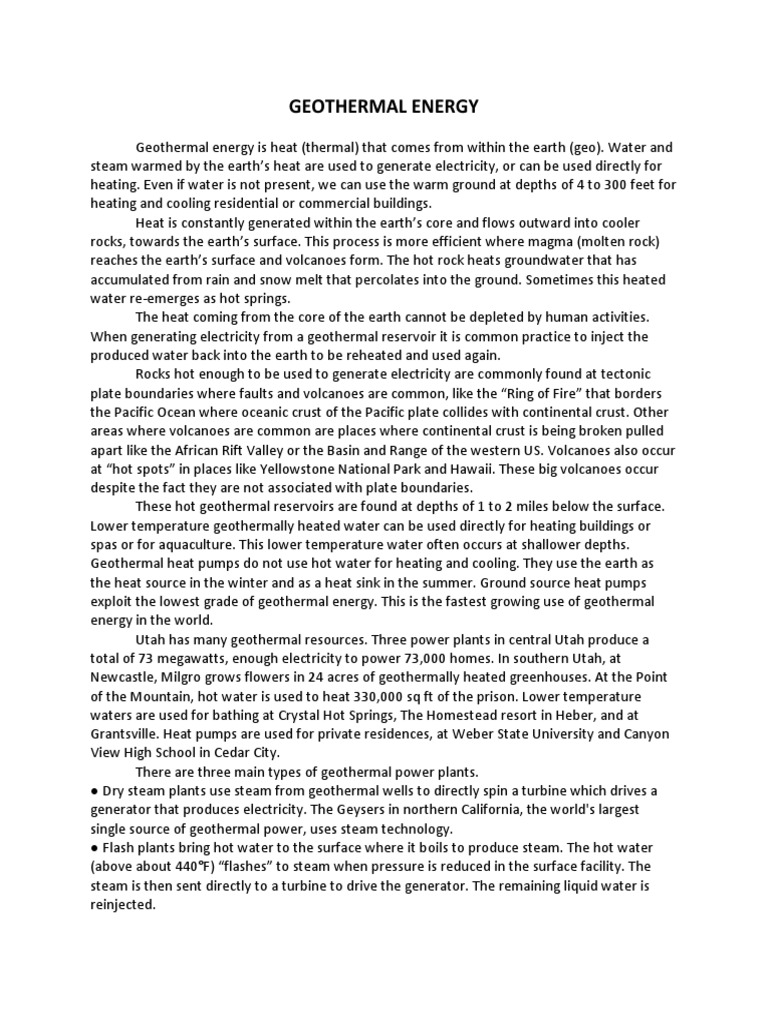 Reading GEOTHERMAL ENERGY | PDF | Geothermal Energy | Power Station