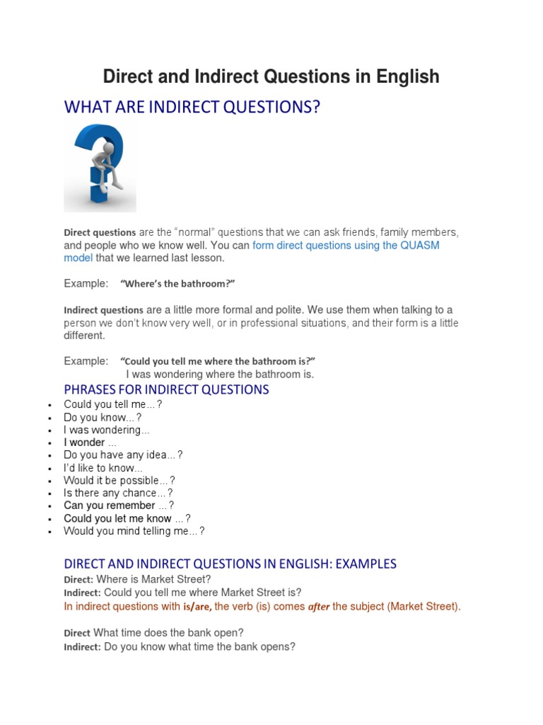 Mastering Indirect Questions | PDF | Question | English Language