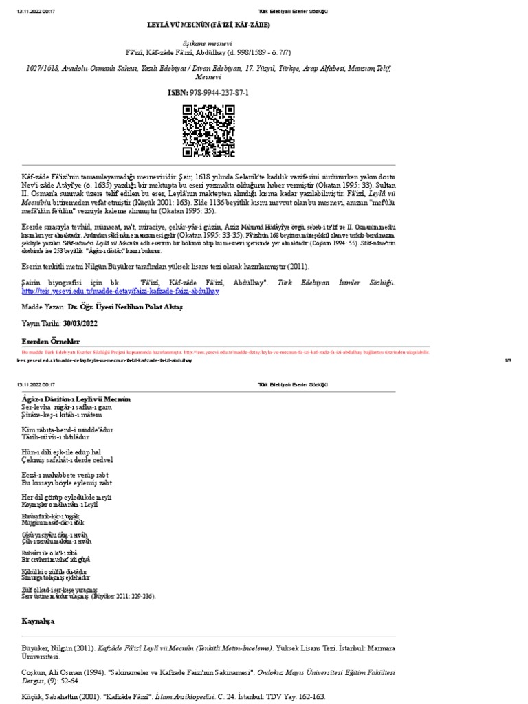 Leyla Ile Mecnun Faizi TEES | PDF