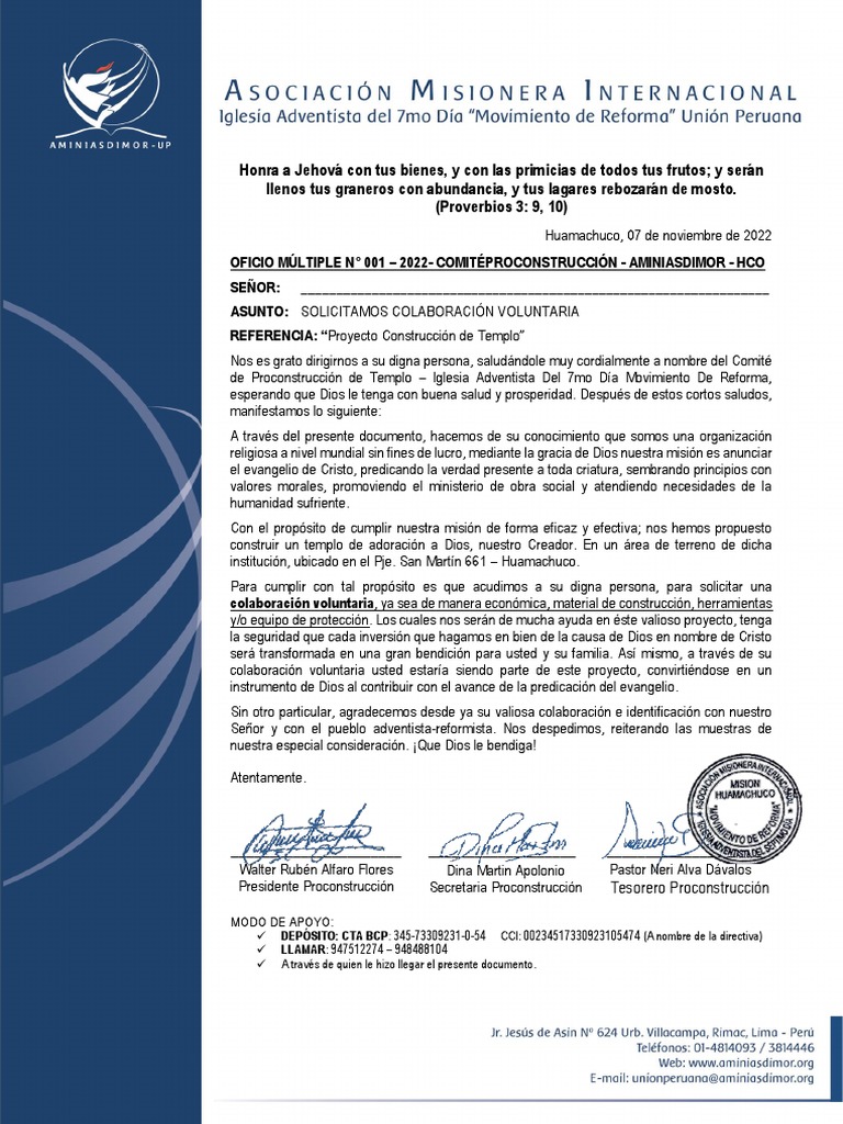 Oficio Proyecto | PDF | Dios