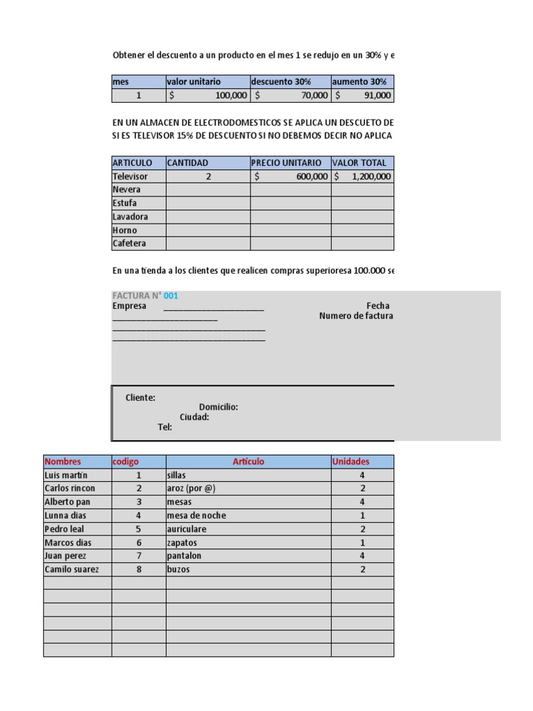 Ejercicios de Funcion Si | PDF