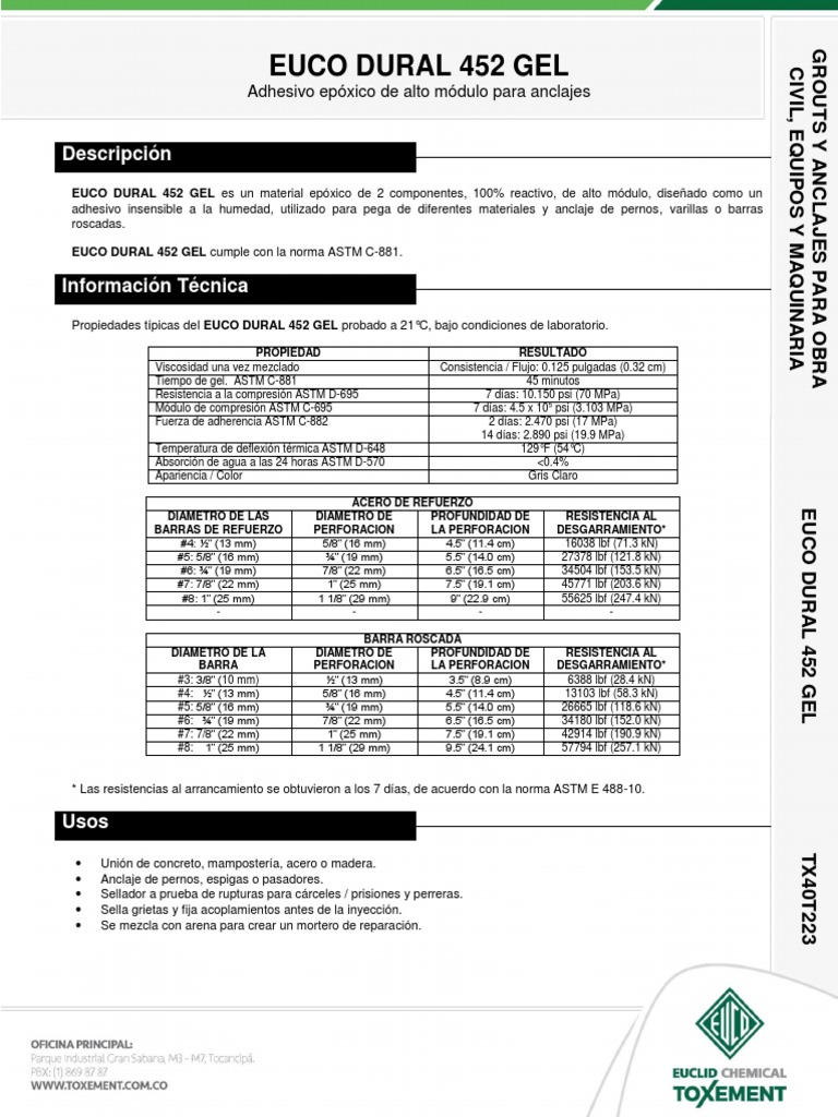 Euco Dural 452 Gel | PDF | Hormigón | Agua