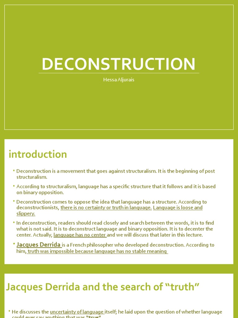 2nd L Deconstruction | PDF | Deconstruction | Truth