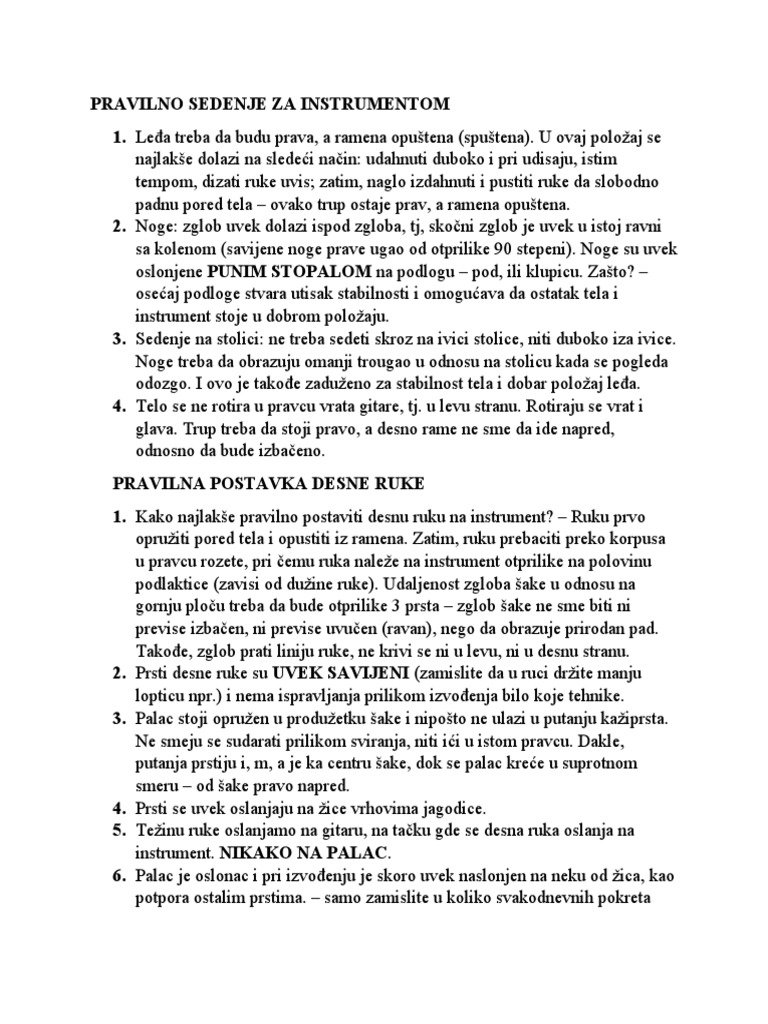 Pravilno Sedenje Za Instrumentom | PDF