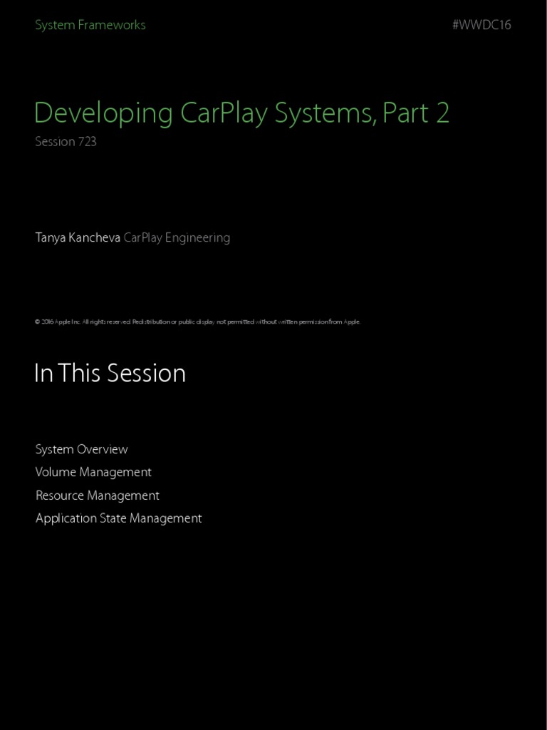 723 Developing Carplay Systems Part 2 | PDF | Siri | Application Software