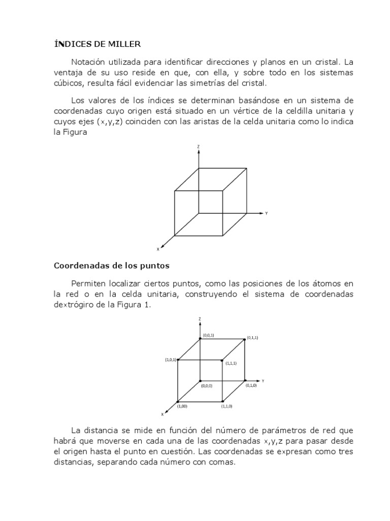 Índices de Miller en Cristales | PDF | Ciencia y matemáticas | Tecnología