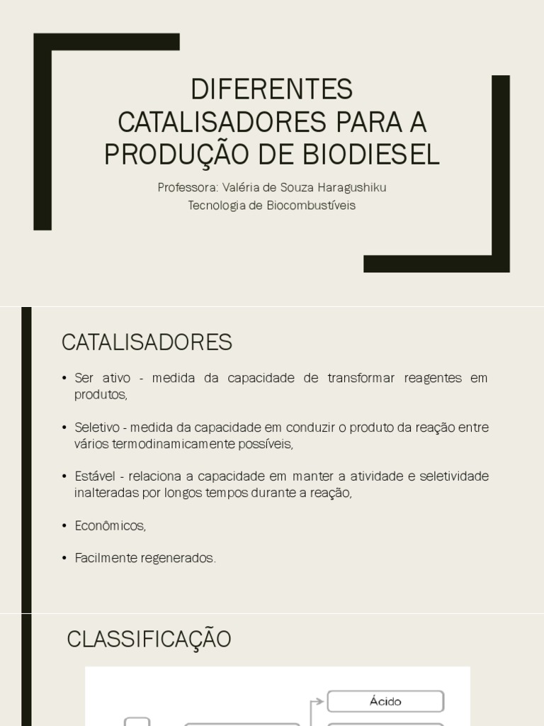 Diferentes Catalisadores para A Produção de Biodiesel | PDF | Catálise ...