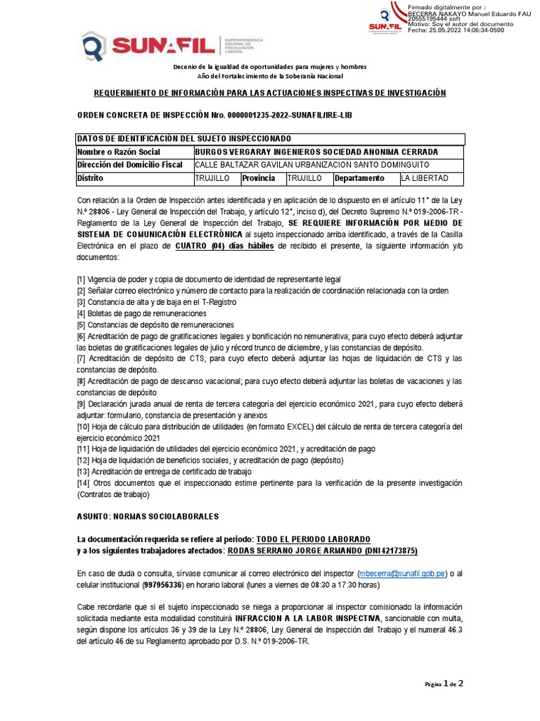 2022.05.25 14.03 2695808 Req Inf | PDF | Justicia | Crimen y violencia