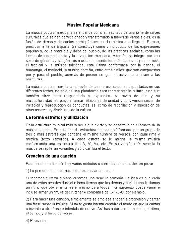 Raíces y géneros de la música mexicana | PDF | México | Canciones