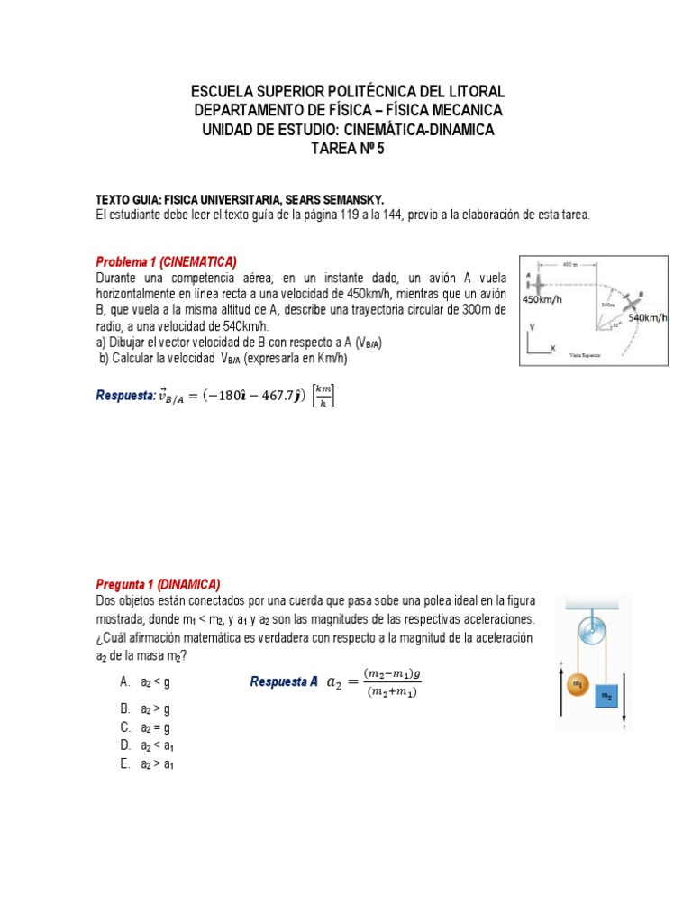 Tarea 5 Cinematica-Dinamica-2 | PDF | Velocidad | Aceleración