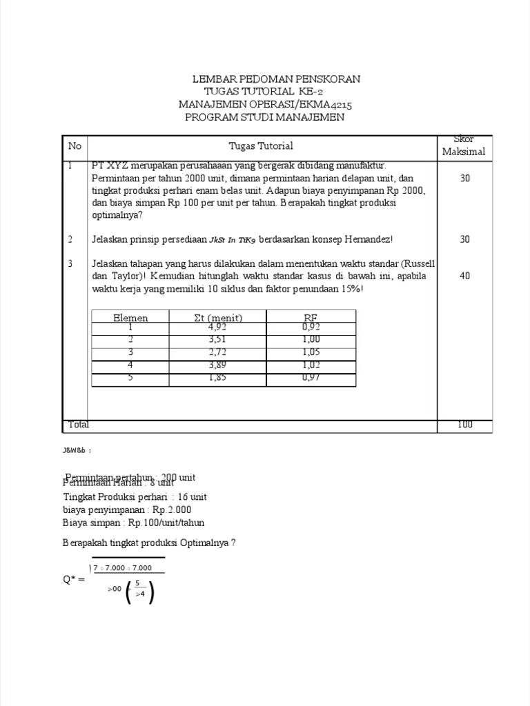 PDF Tugas 2 Manajemen Operasi 043244934 Anisa Oktafiani | PDF | Teknologi & Rekayasa