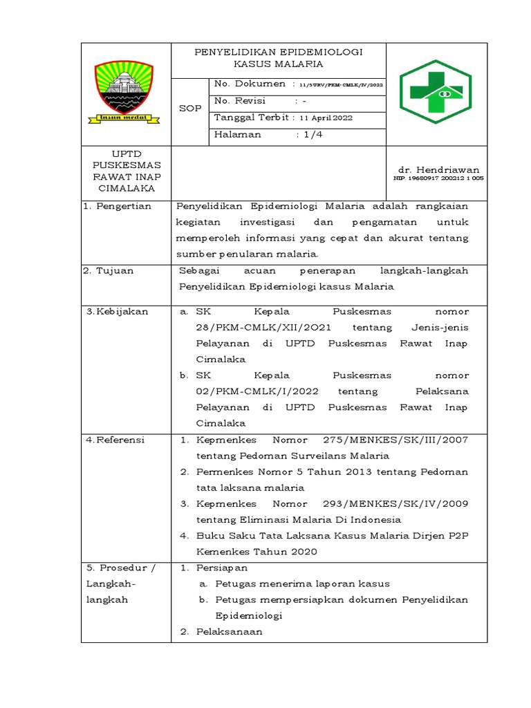 SOP PE Malaria | PDF