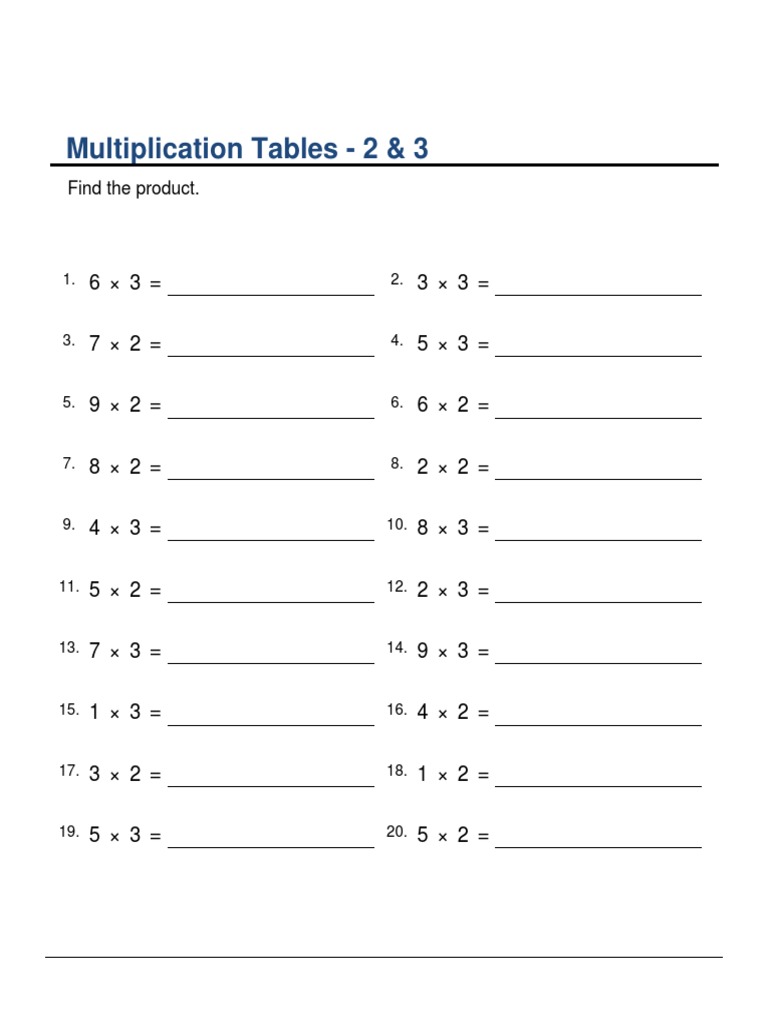 Multiplication Table 2 & 3 Set 2 | PDF