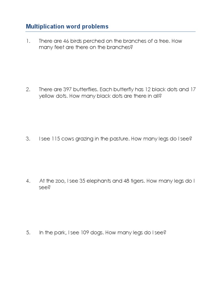 Solving Multiplication Word Problems: A Collection of Problems ...