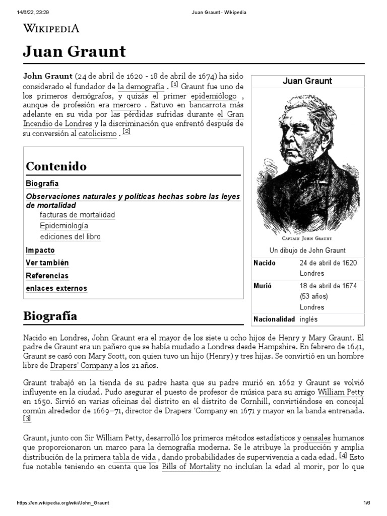 Juan Graunt | PDF | Epidemiología | Ciencias de la Salud