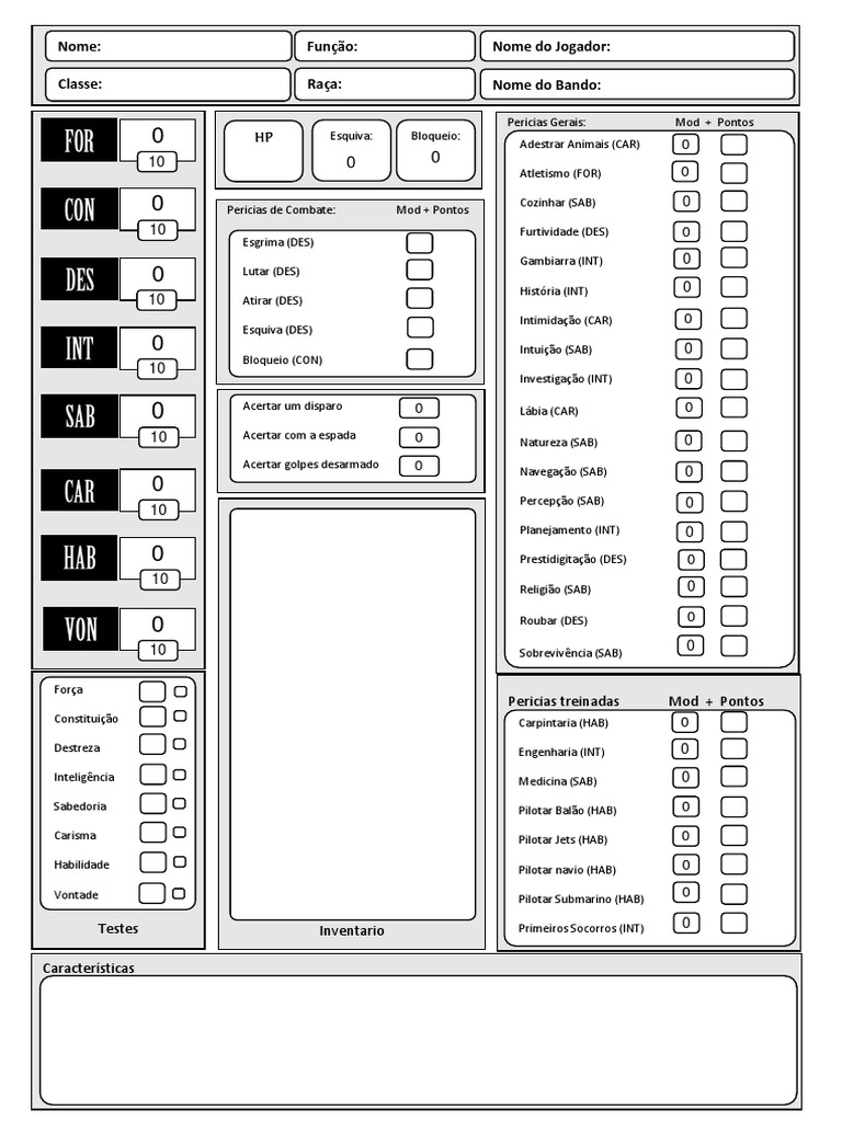 Perfil de personagem de RPG | PDF