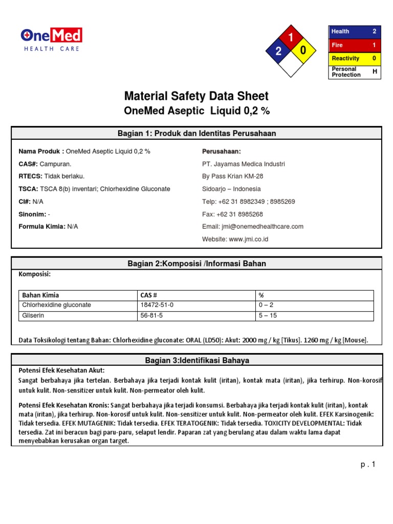 Msds Aseptic Liquid - Ind | PDF