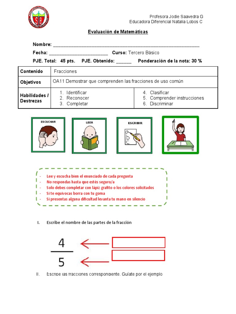 Prueba Fracciones | PDF