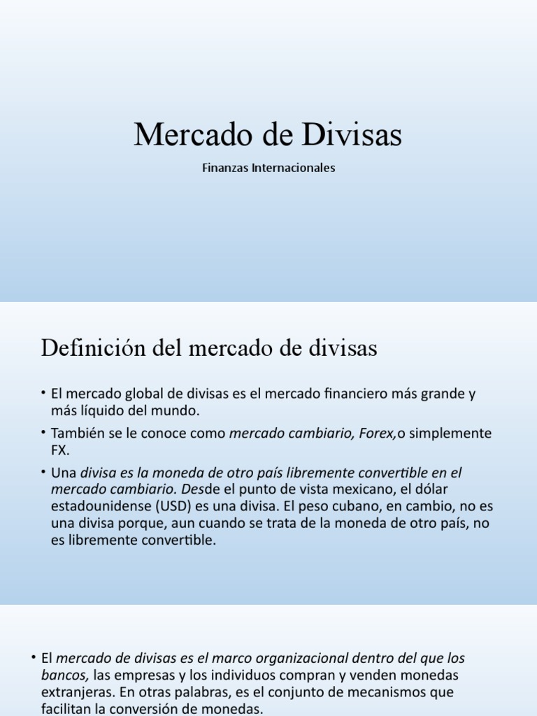 Mercado de Divisas: Definición y Funciones | PDF | Mercado de divisas ...