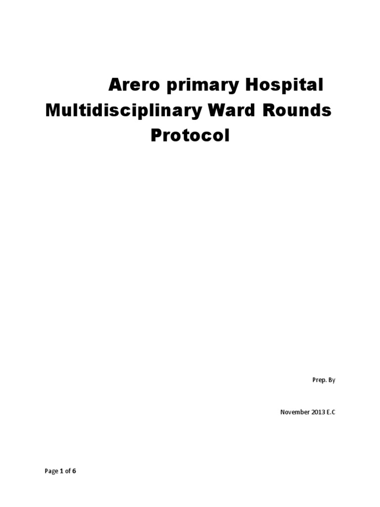 Multidisciplinary Ward Rounds Protocol at Arero Hospital | PDF ...