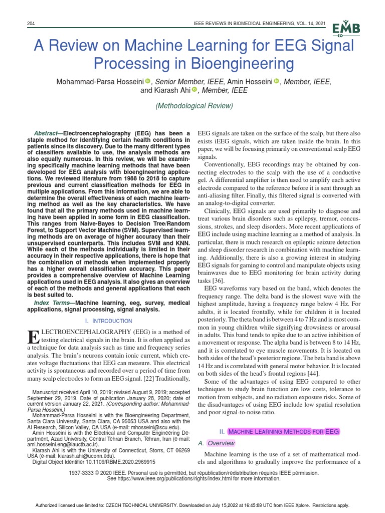 A Review On Machine Learning For EEG Signal Processing in ... A Review On Machine Learning For EEG Signal Processing in ...