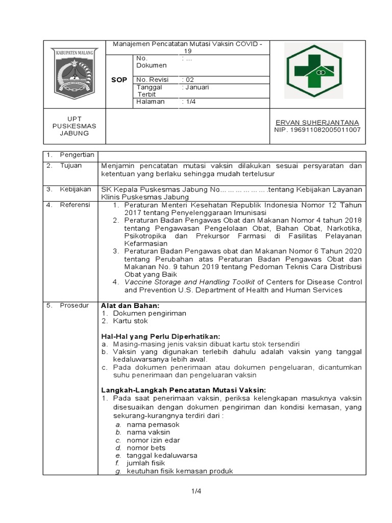 SOP Mutasi Vaksin COVID-19 | PDF