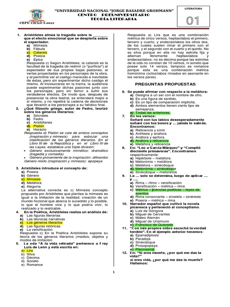 Pract. 01 - Literatura | PDF | Poesía | Metro (poesía)