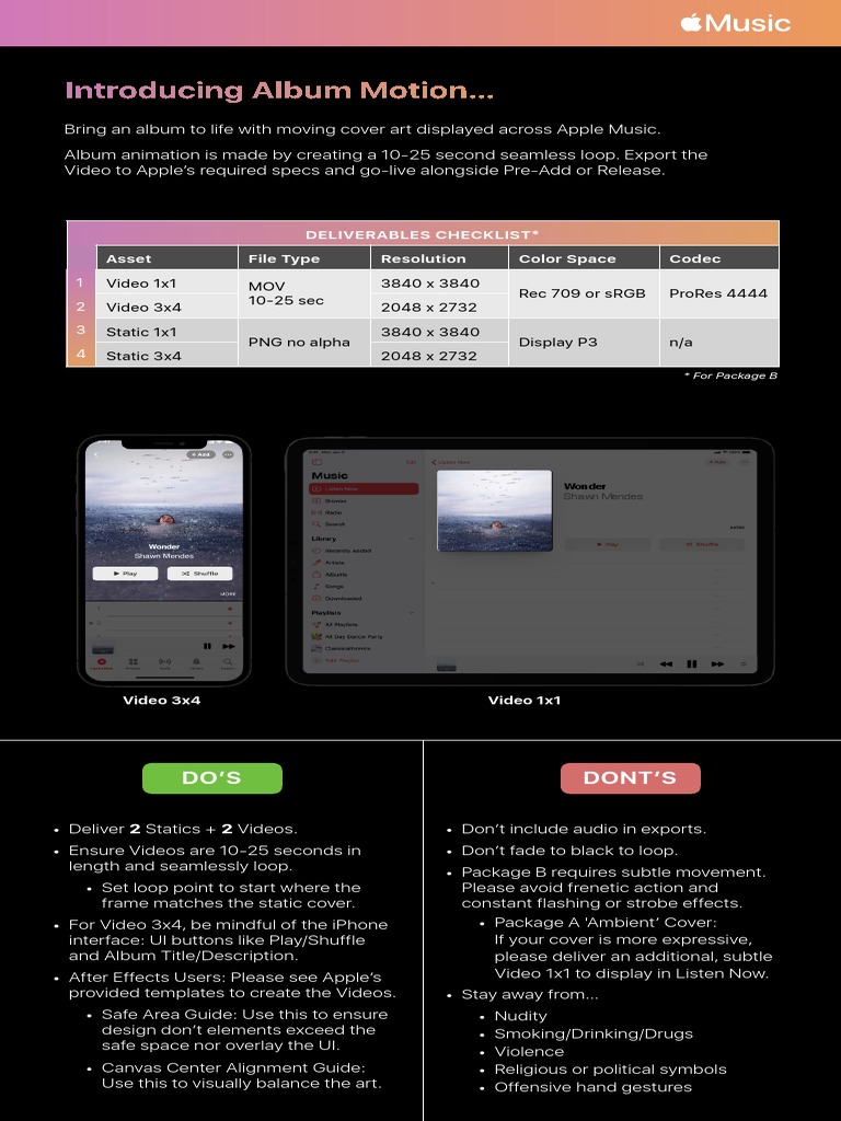 Apple Music Album Motion One Sheet | PDF