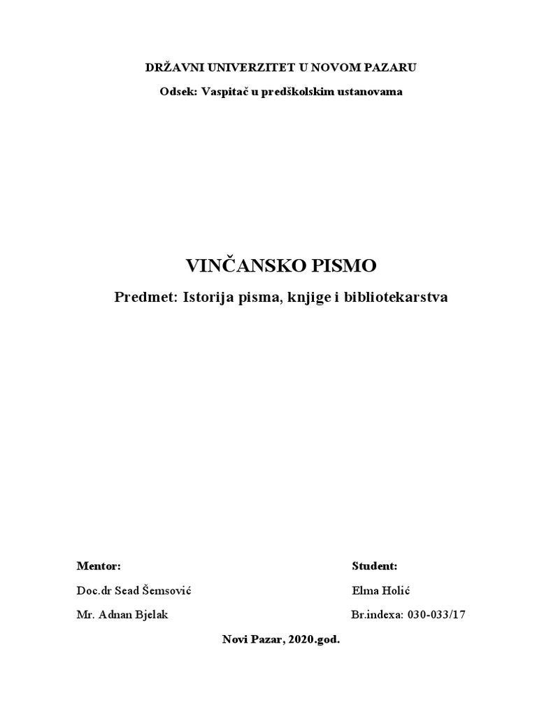 VINČANSKO PISMO | PDF