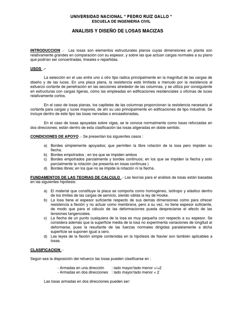Losas Aci M Directo | PDF | Doblar | Mecánica de sólidos