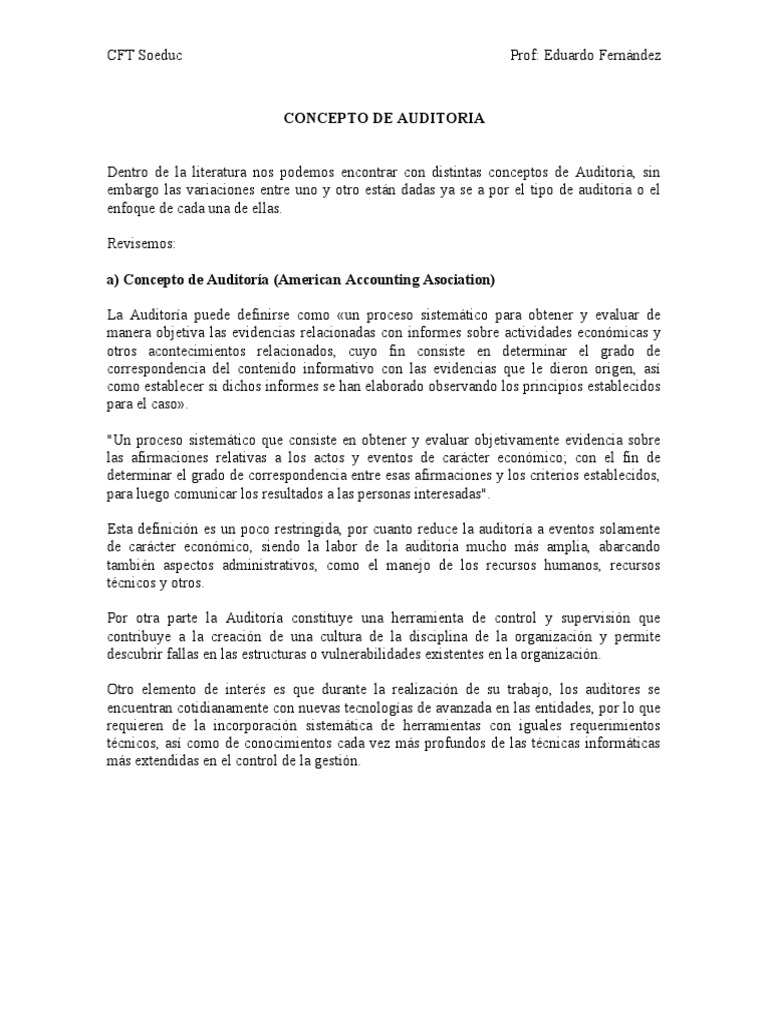 Concepto de Auditoria | PDF | Auditoría | Auditoría financiera