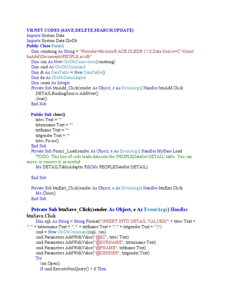 Save, Delete, Search, Update Codes | PDF | Password | User (Computing)