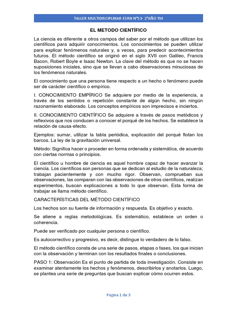 Método Científico para Estudiantes | PDF | Método científico | Hipótesis