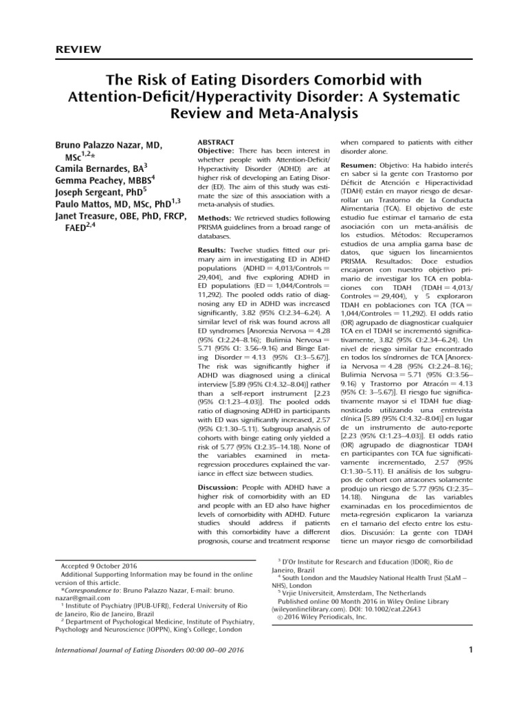 ADHD and Eating Disorder Comorbidity Analysis | PDF | Attention Deficit ...