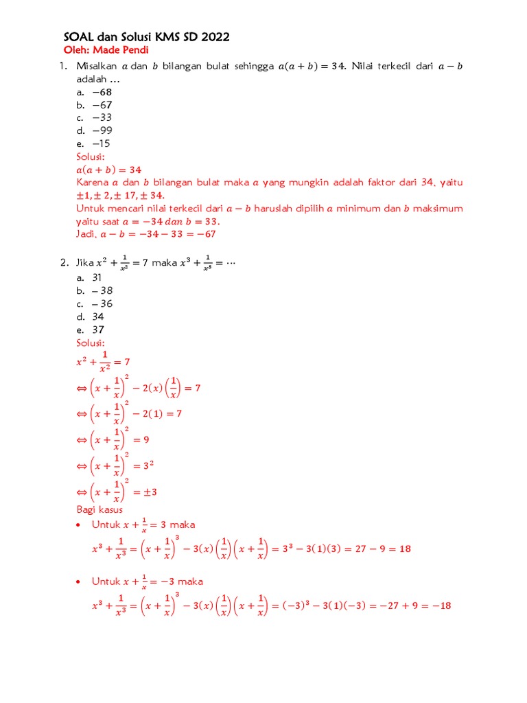 KMS SD 2022 Solusi | PDF
