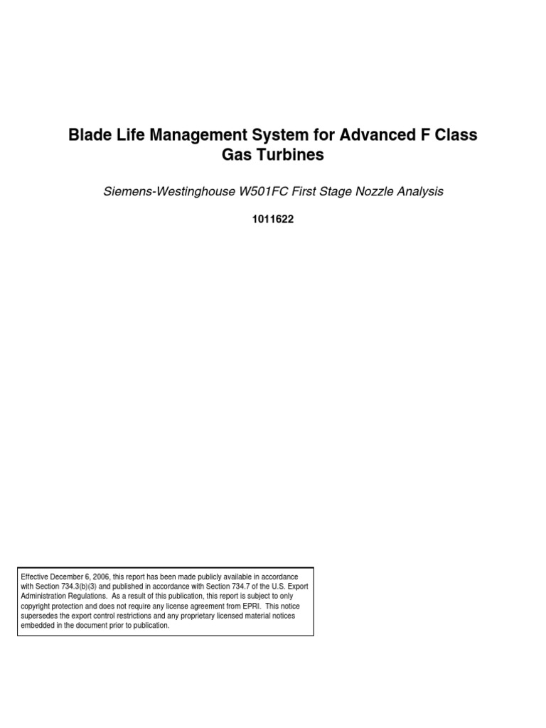EPRI Blade Life Management System For Advanced F Class Gas Turbines ...